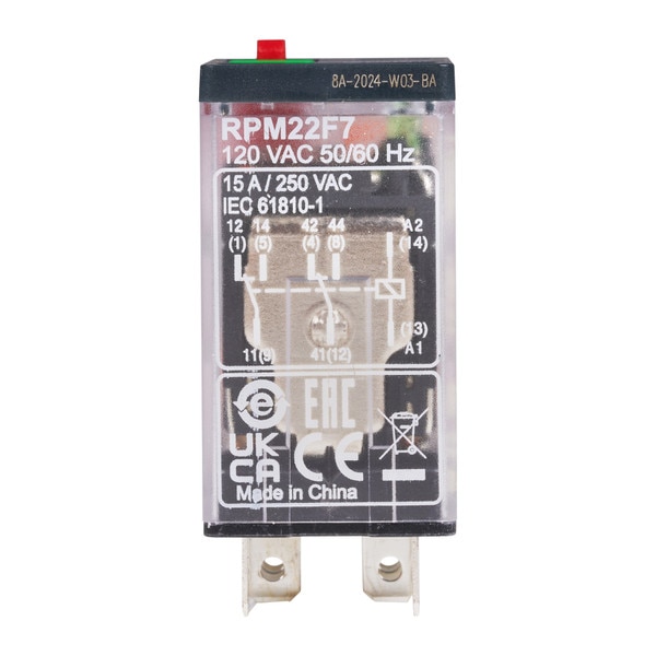 Harmony RPM22F7 15A Power Plug-In Relay - 120VAC Control, DPDT Contacts
