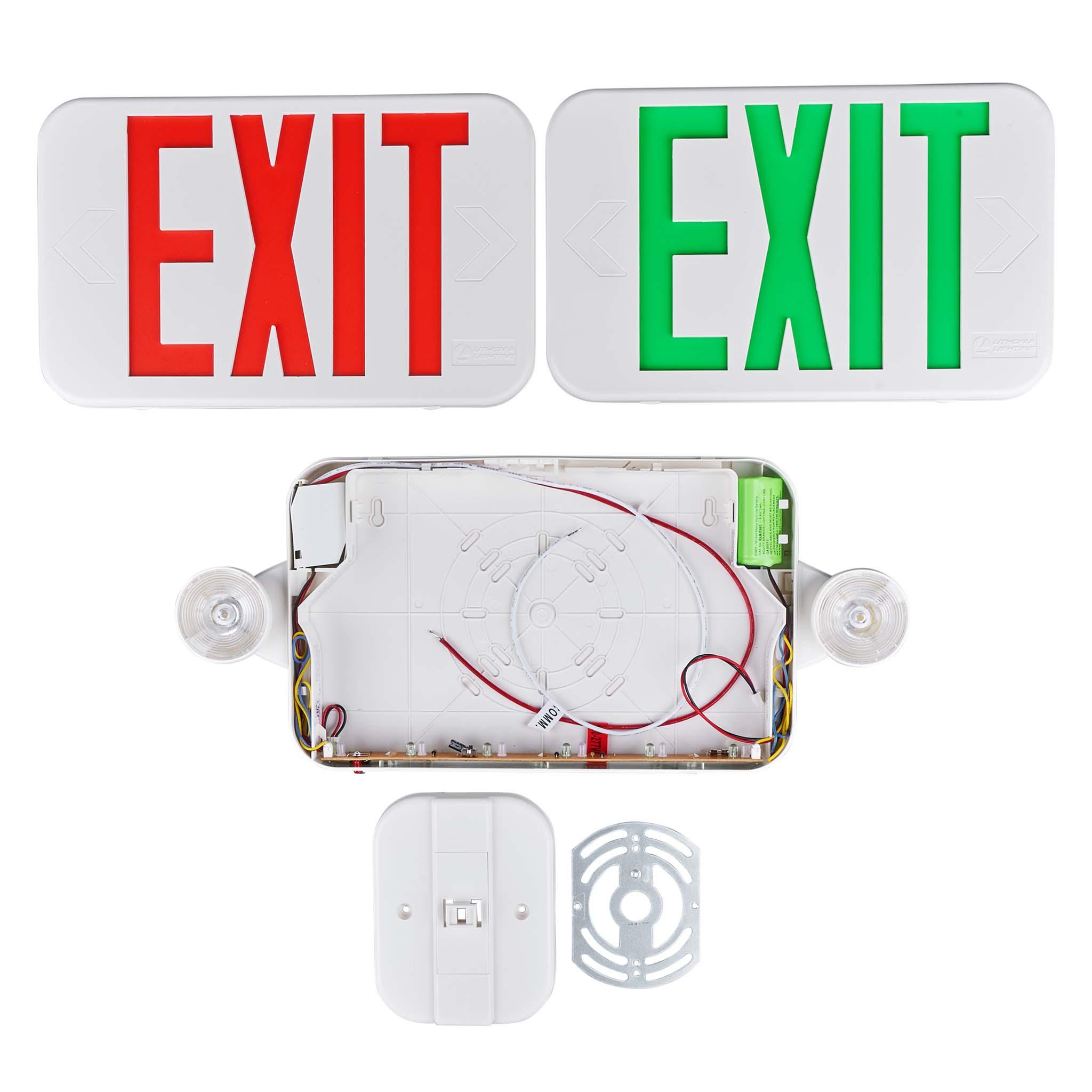 Emergency Light/Exit Combo Unit (Red/Green Switchable)